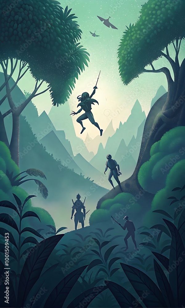 A high-speed chase through a dense jungle, where a rogue assassin leaps ...