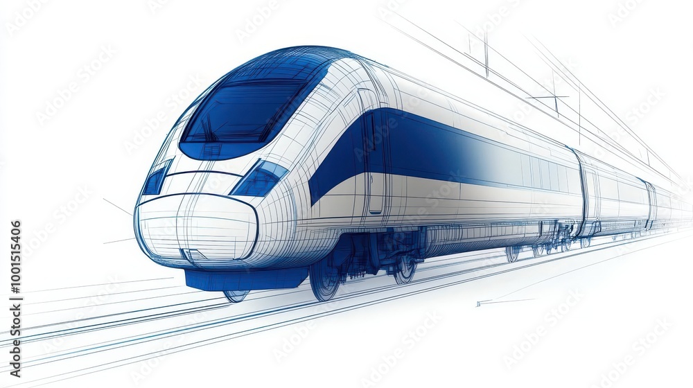 Concept art of a high-speed train design with aerodynamic features ...