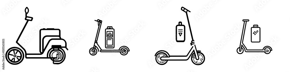 Modern illustration of electric motorcycle with plug pictogram icon ...