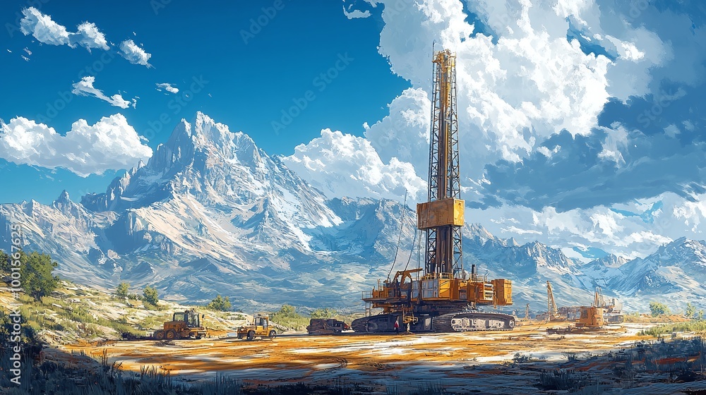 heavy machinery operated by a skilled drilling team at a construction ...