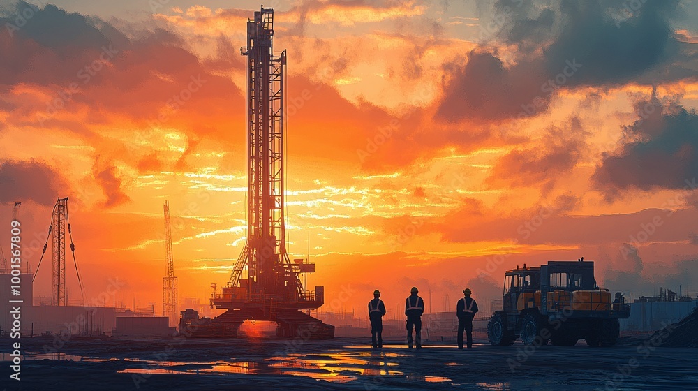 heavy machinery operated by a skilled drilling team at a construction ...