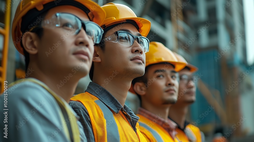 Group of male and female engineer construction working together at ...