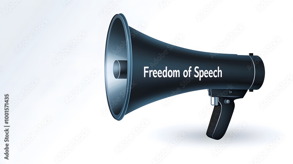Freedom of Expression: A graphic depicting a stylized megaphone with ...
