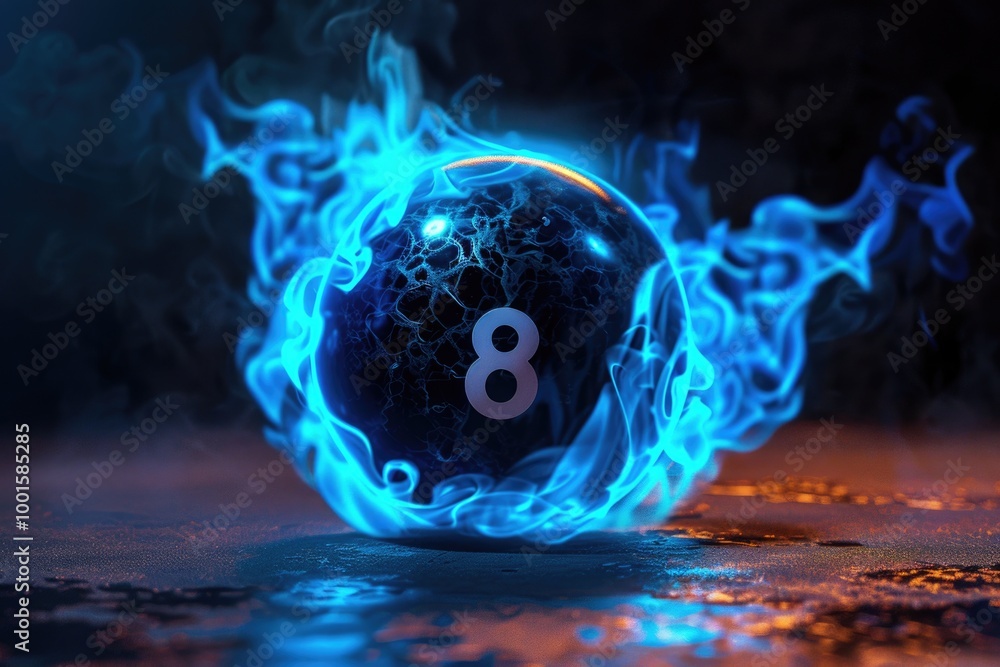 A bright blue fire ball with the number 8 marked on it, ideal for use ...