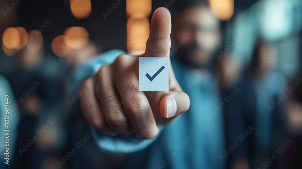 Human points finger at check mark Human resources management concept ...