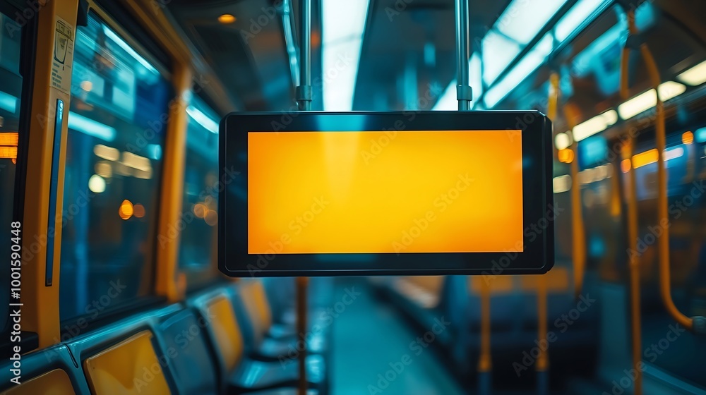 Modern empty tv screen inside bus train or tram Advertising ...