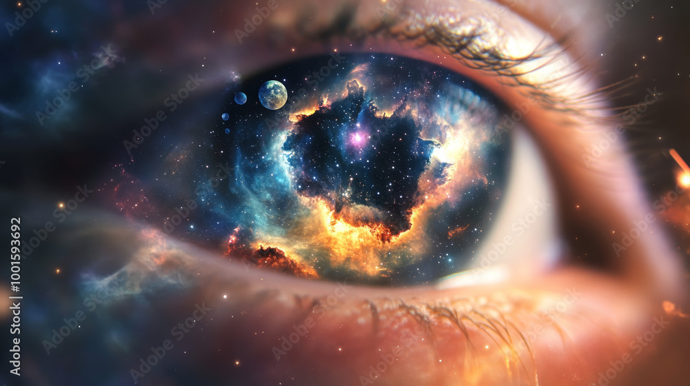 Combine the human eye with cosmic elements like stars, galaxies, and ...