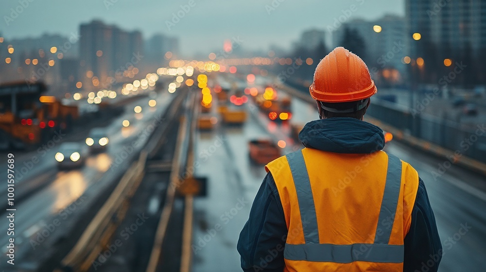 civil engineer managing road construction work and inspecting the ...