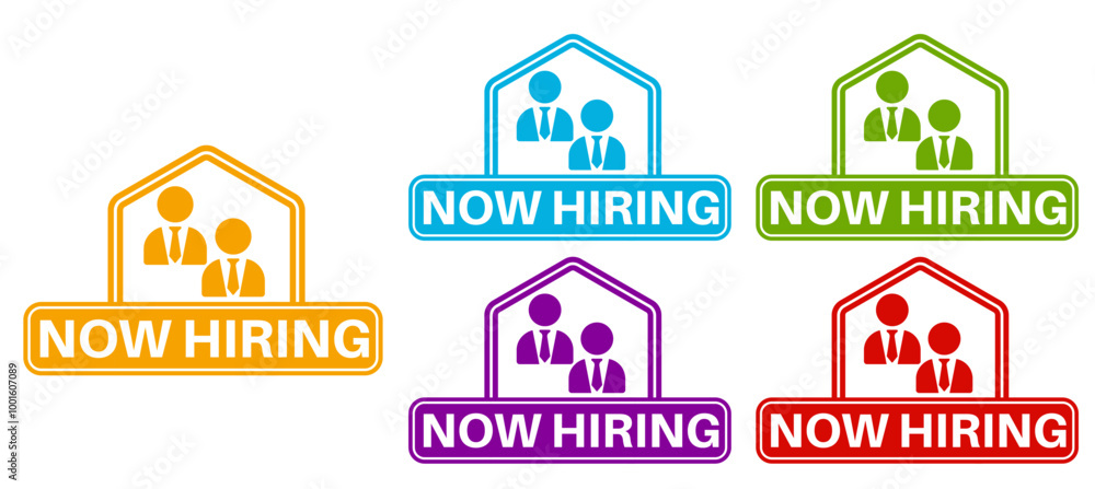 set vector now hiring icon. hire job template banner design vector ...
