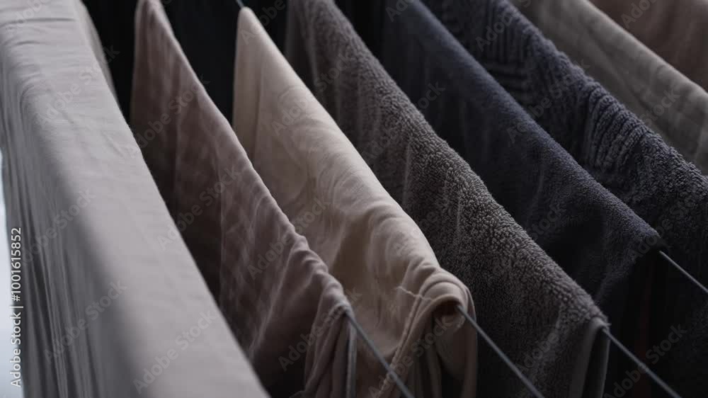 Cleaning the house. Washed clothes on the dryer. Things are dried on ...