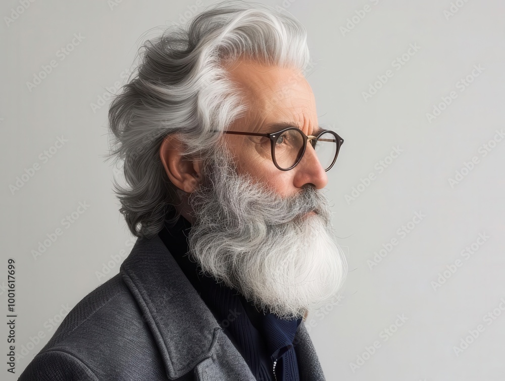 distinguished gentleman with a resplendent silver mane and wellgroomed ...