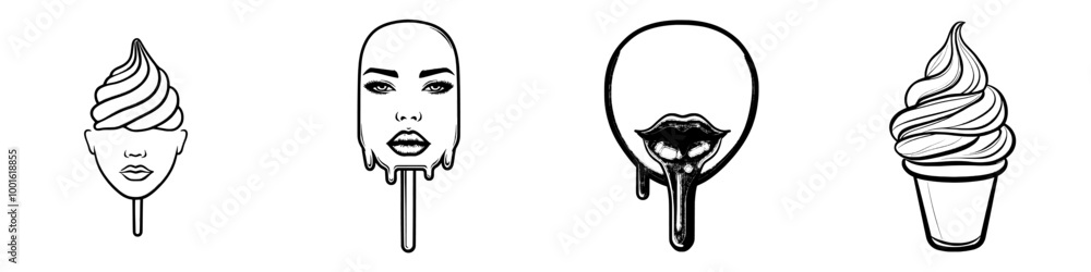 An icon for nasal mucosa hypertrophy. Thin line illustration of the ...