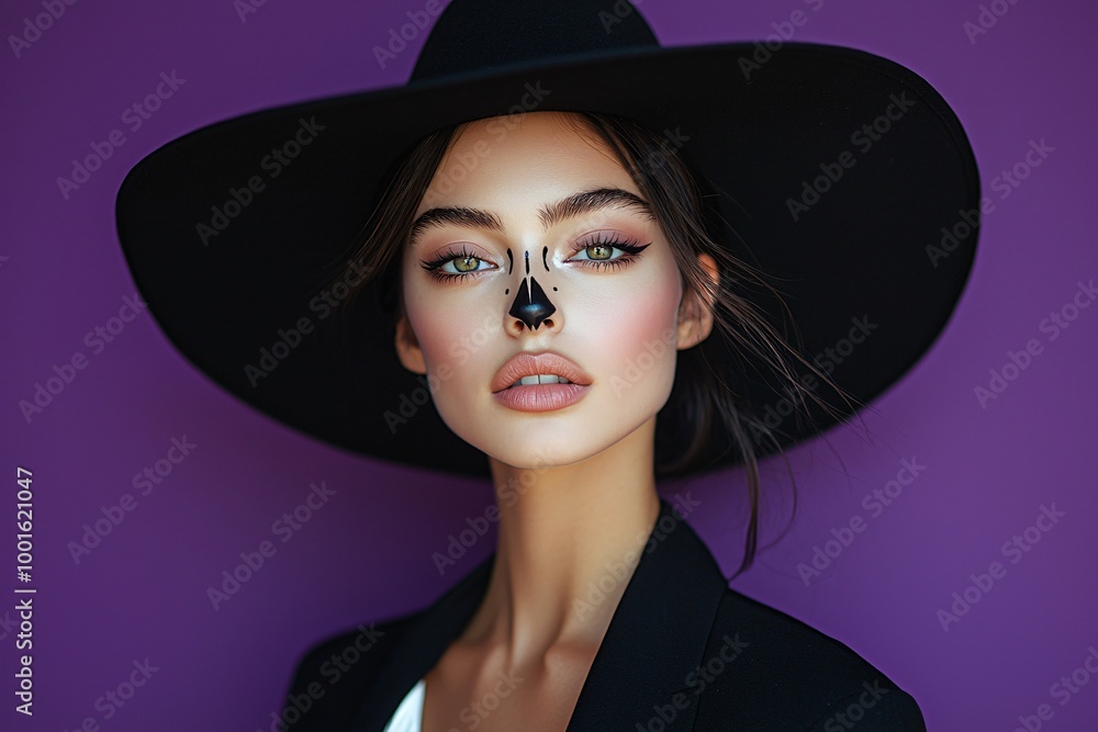 Stunning portrait of a model with skeletal face paint, perfect for Día ...
