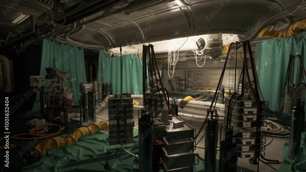 The underground bunker is filled with advanced science laboratory ...