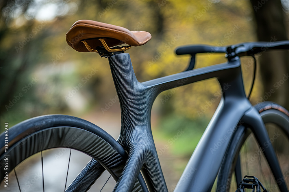 High-end bicycle with carbon fiber frame and leather seat Stock Photo ...