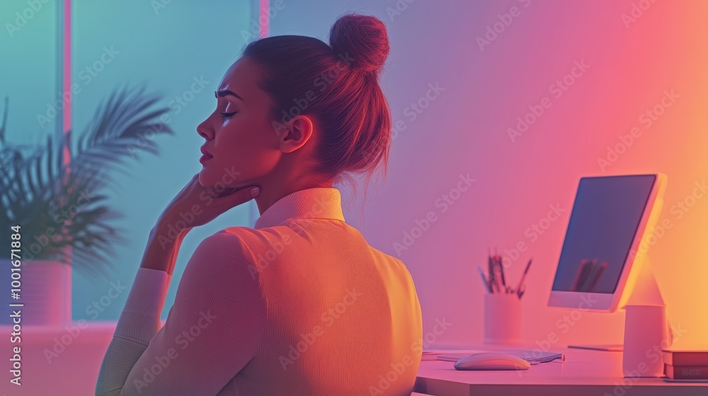 Strained Office Worker: Illustrating the Impact of Improper Posture on ...