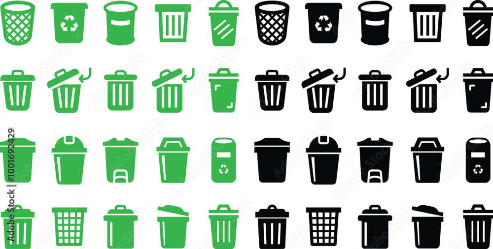 Trash bin Garbage icon in flat set. vector for apps or web trash ...