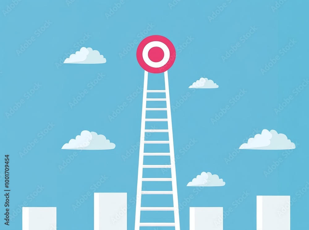 Longest light ladder glowing and aiming high with shadows on green ...