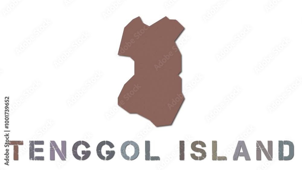 Tenggol Island map with paper regions. Animated island map growing from ...