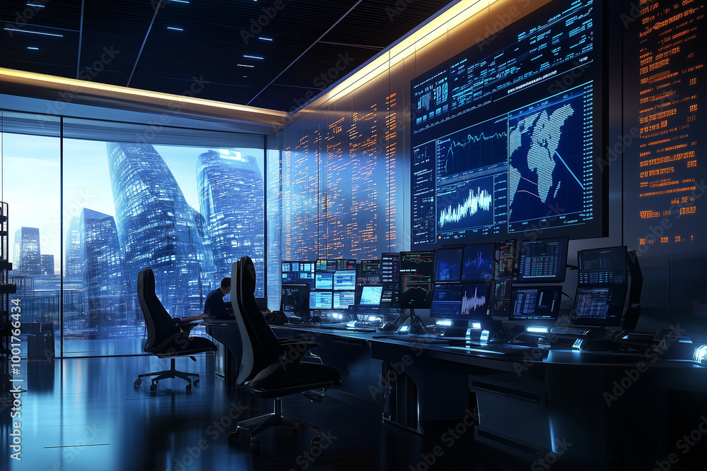 Data-Driven Trading: A Trading Room with High-Tech Setup, Traders ...