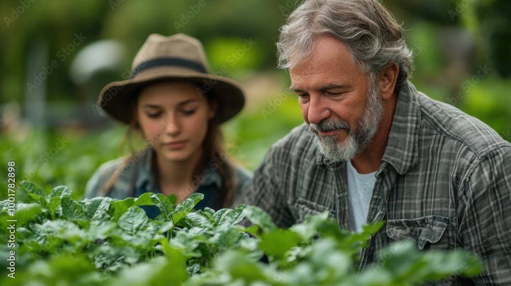 Father and Daughter Enjoy a Peaceful Morning in the Lush Green Family ...