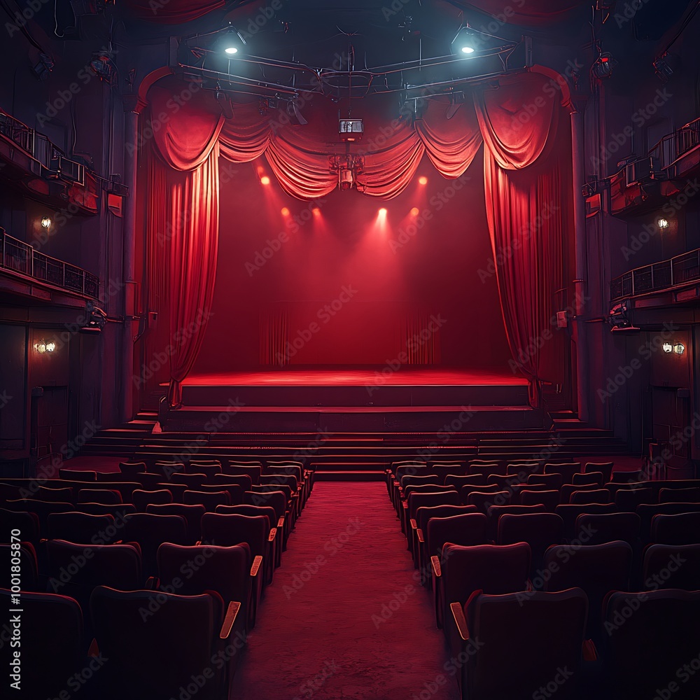 Theater stage glowing beautifully under dim spotlight for festival ...