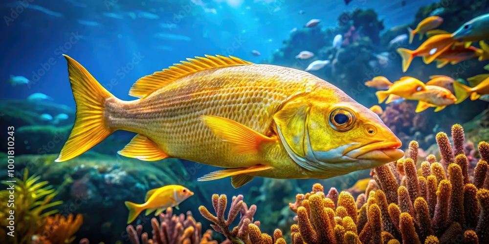 Golden Croaker Fish Glimmering Underwater in Vibrant Marine Habitat ...