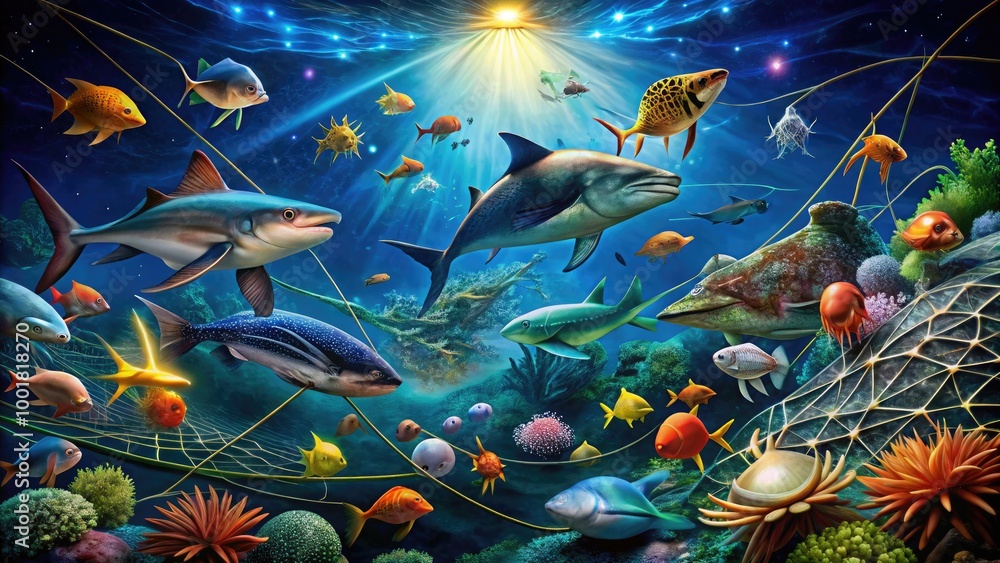 Intricate Food Web in the Ocean Ecosystem: Connecting Marine Life and ...