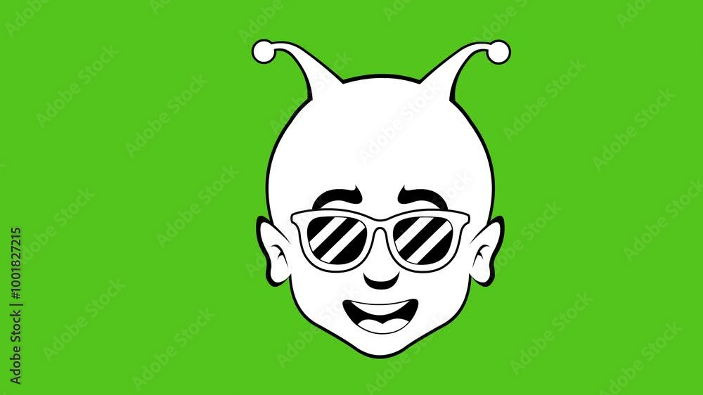 video drawing animation face character alien, extraterrestrial or ...