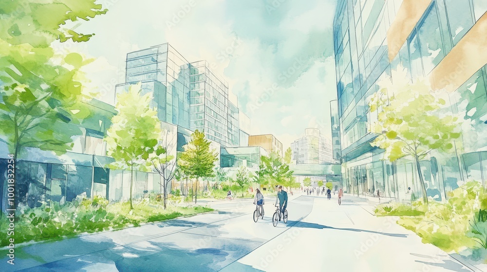 Sustainable Urban Design with Eco-Friendly Elements Showcasing Green ...