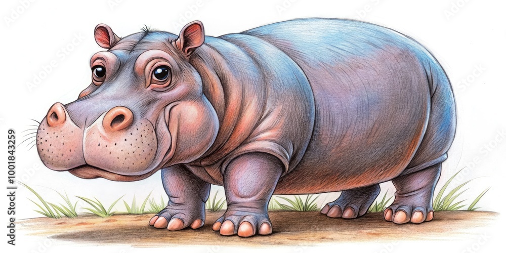 Step-by-step guide on how to draw a cute and cartoonish hippopotamus ...