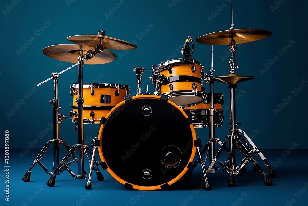 Minimalist drum kit design, using bold, clean shapes to outline a drum ...