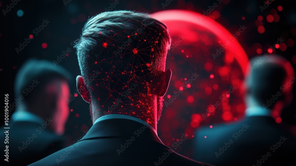 A team of intelligence analysts studying a map of cyber threats around ...