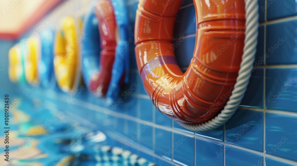Safety Rings: Brightly colored, buoyant life rings attached to ropes ...