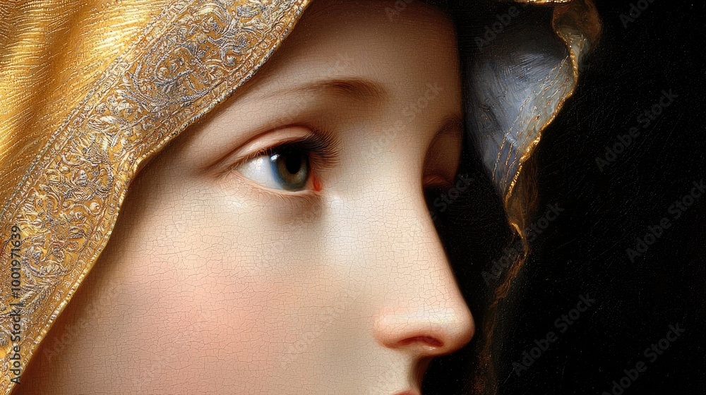 Sacred icon: Portrait of St. Mary capturing the divine serenity and ...
