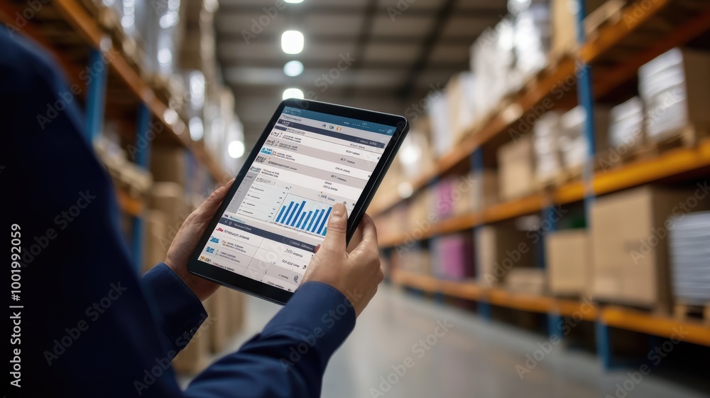 Advanced inventory management system showing real-time stock levels and ...