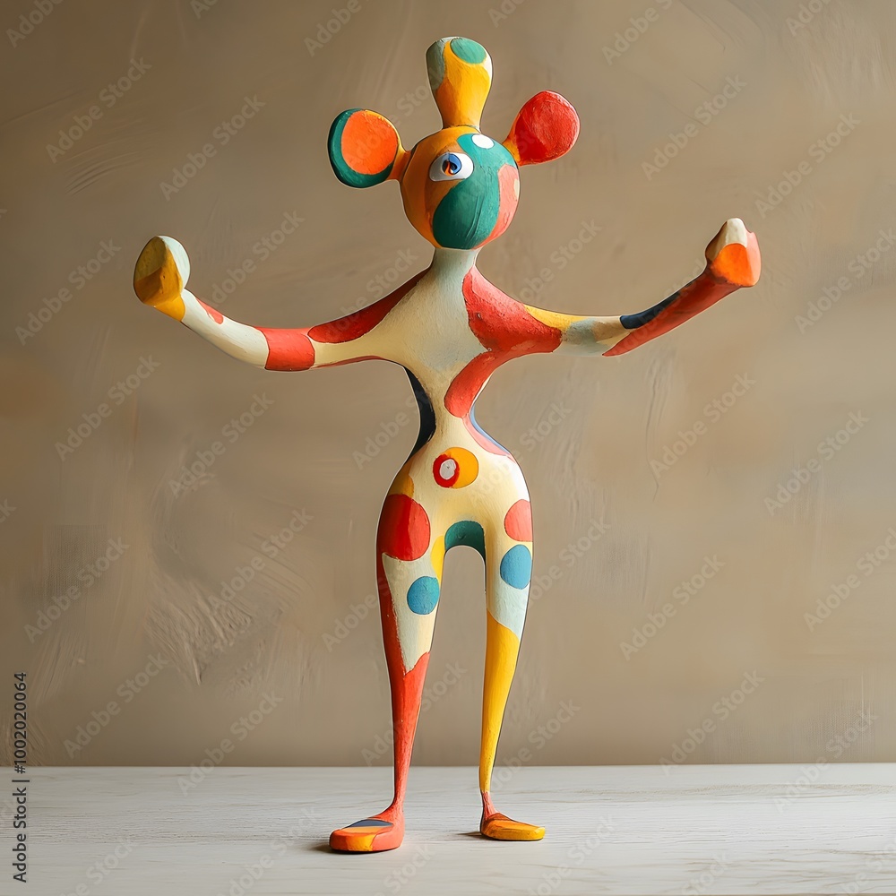 18. Playful art toy figure with exaggerated limbs and colorful details ...