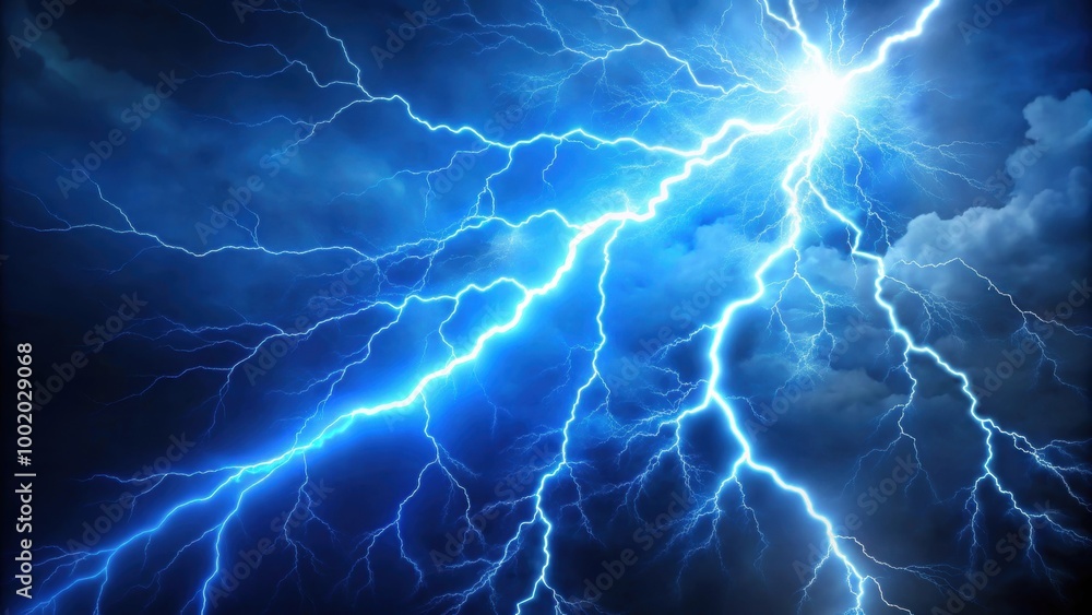 Blue lightning bolt striking the sky , lightning, bolt, blue, electric ...
