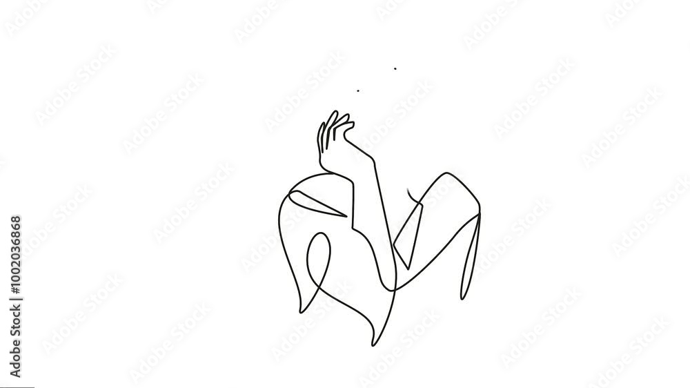 Thinking pose Female faces beauty salon Continuous single line art ...