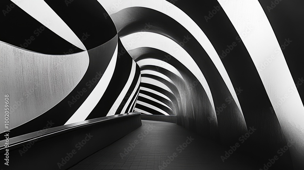 Bold abstract lines in black and white intersecting at sharp angles ...