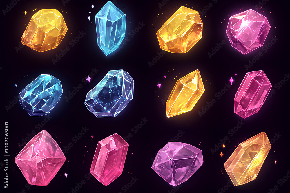 Magic crystal stone icon for game illustration. Fantasy gem and diamond ...