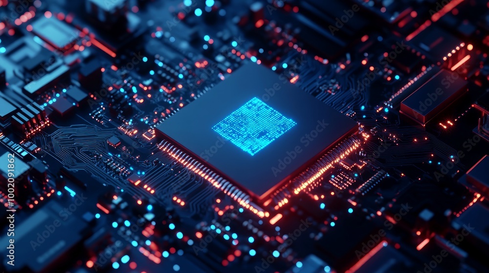 AI Computer chip in abstract digital hand. Artificial Intelligence ...