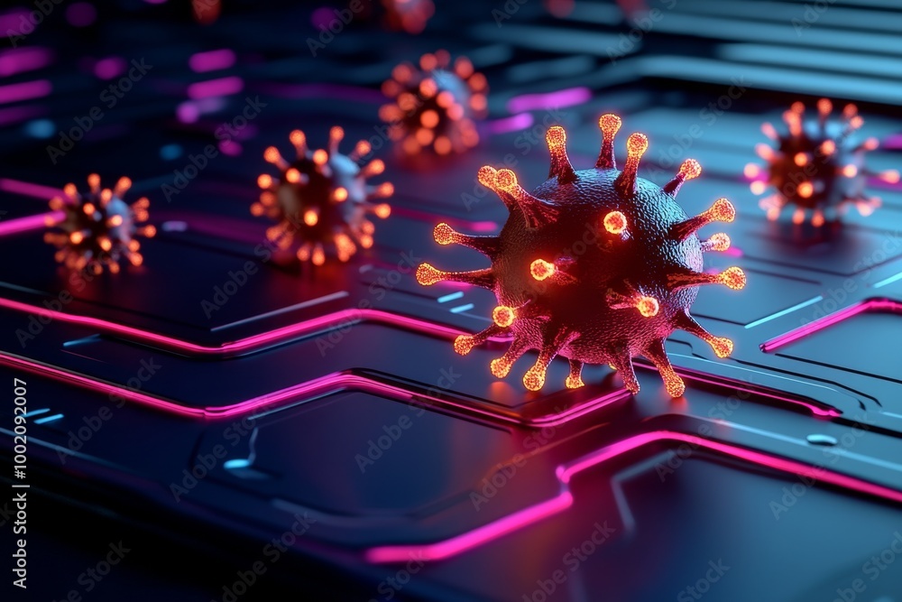 Interactive 3D digital representation of a malware infection, with ...