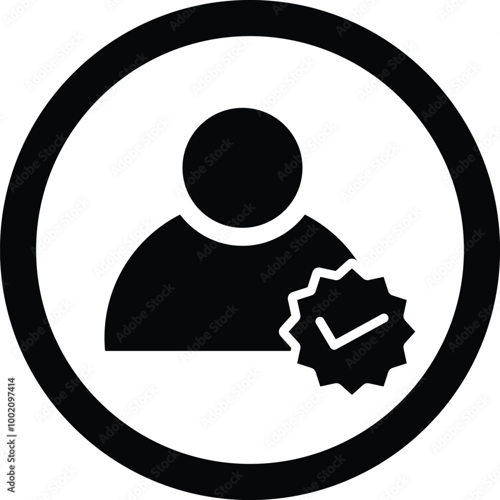 Verification profile icon. Badge check mark signs. Confirm user symbol ...