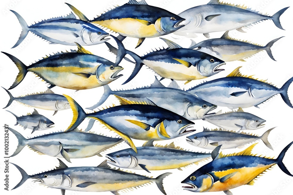 Atlantic bluefin tuna hanging by its dark blue and silver color tail ...