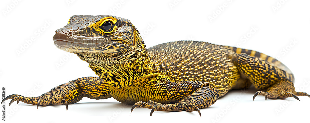 The yellow-spotted monitor, also known as the New Guinea Argus monitor ...