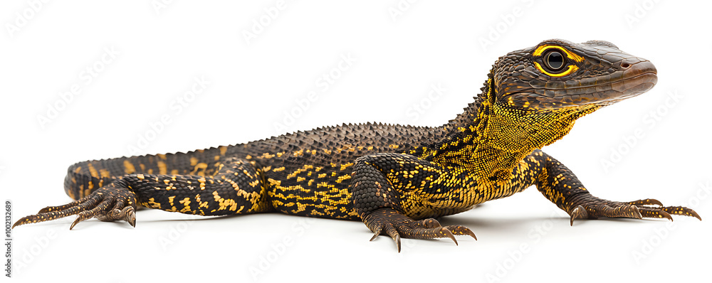 The yellow-spotted monitor, also known as the New Guinea Argus monitor ...