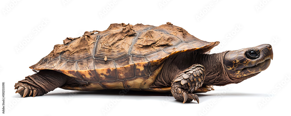 The alligator snapping turtle, known for its rugged shell and powerful ...