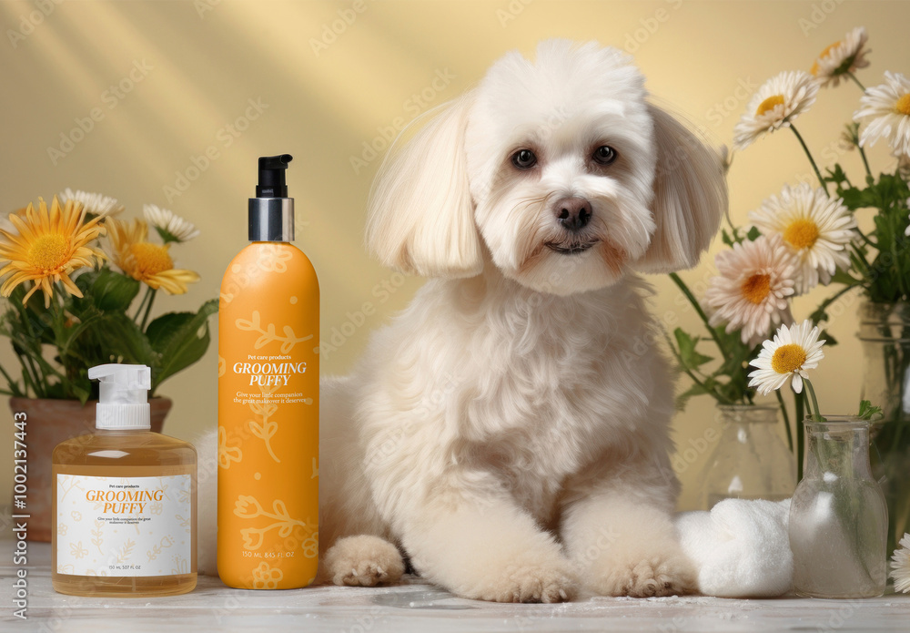 Branding Pet Shampoo Bottle Labels Mockup With Generative AI Stock ...