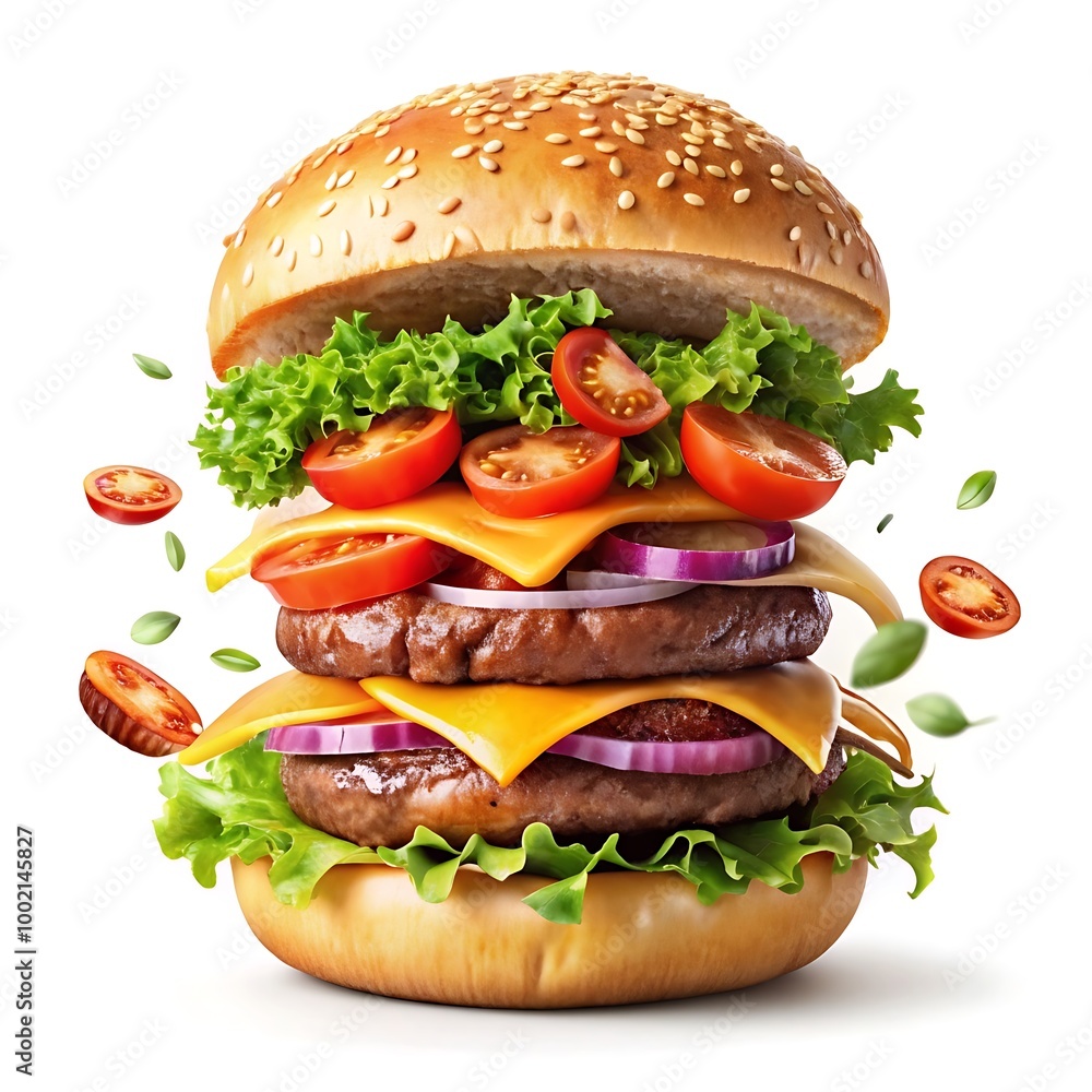 Grill Explosion Burger Image. Fiery Burger Grill Blast. Exploding ...